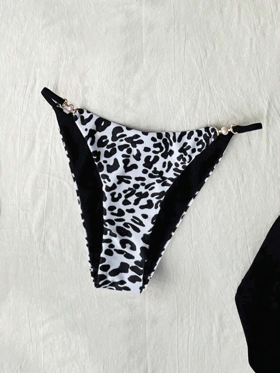 SHEIN Traje de baño de ropa interior de leopardo con estampado ...