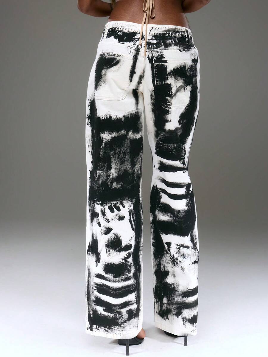 MUSERA Straight Leg Extreme Wash Contrast Jeans Street Style | SHEIN UK