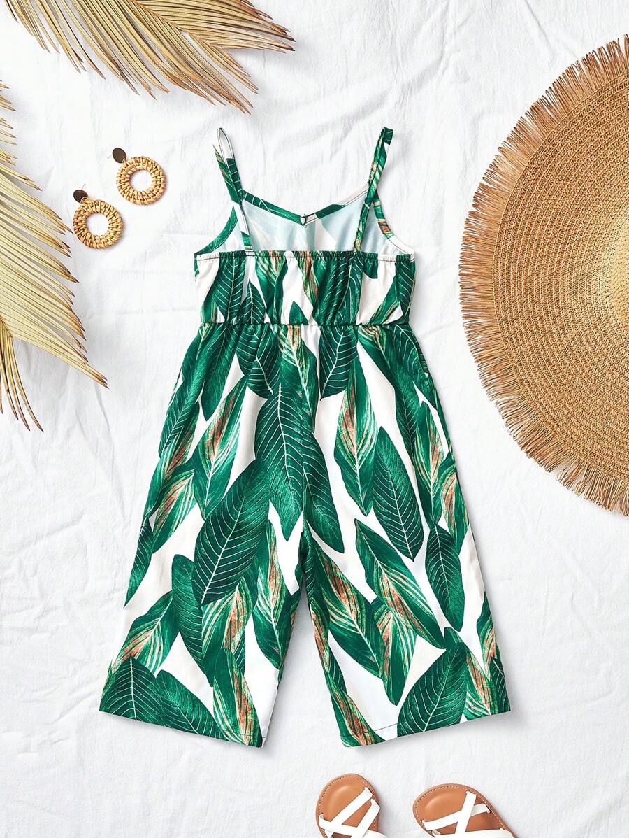 SHEIN Macacão sem mangas com estampa de folhas fofas para bebês meninas ...