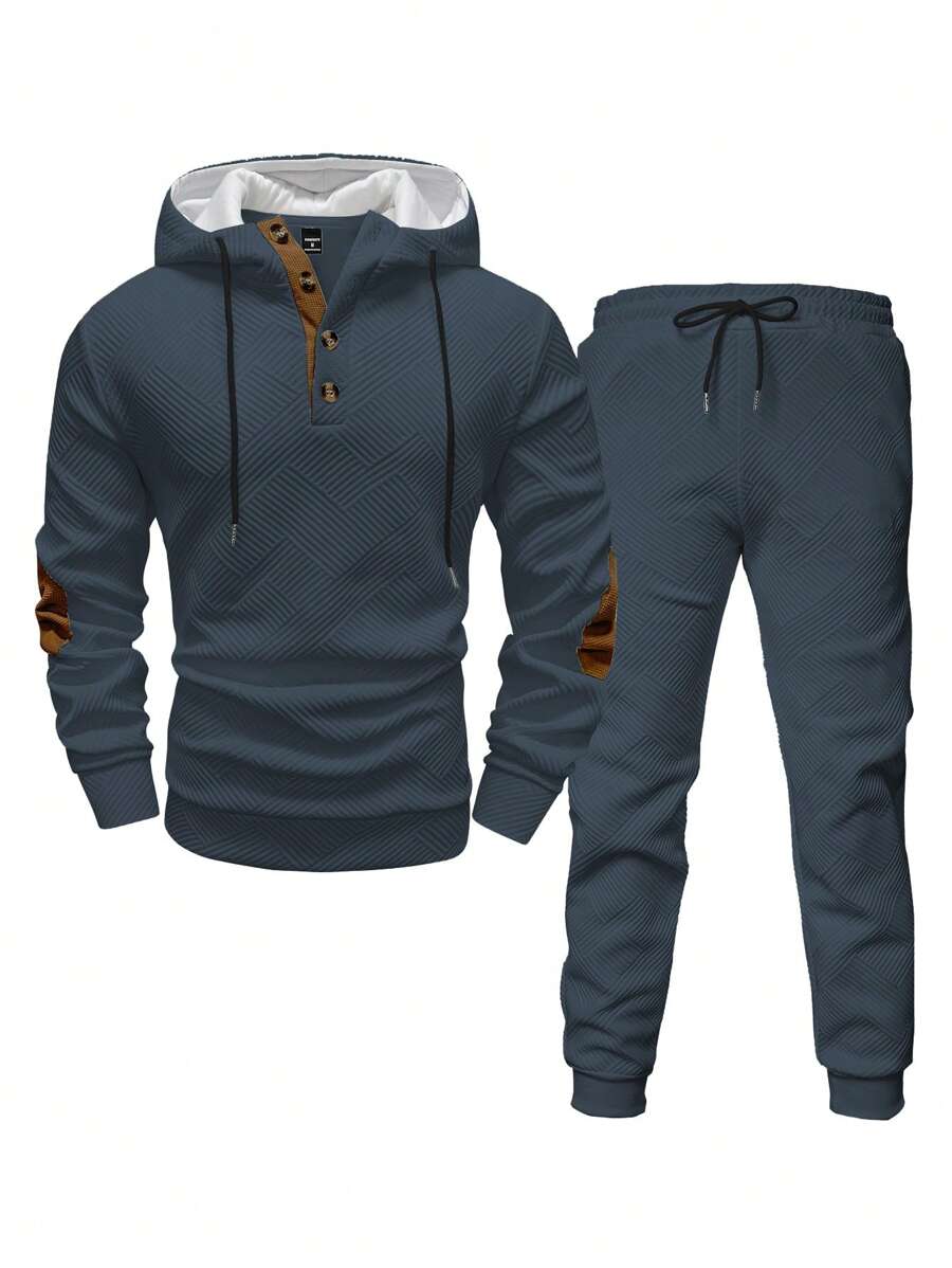 Manfinity Homme Men 2-Piece Set Contrast Color Drawstring Hooded ...