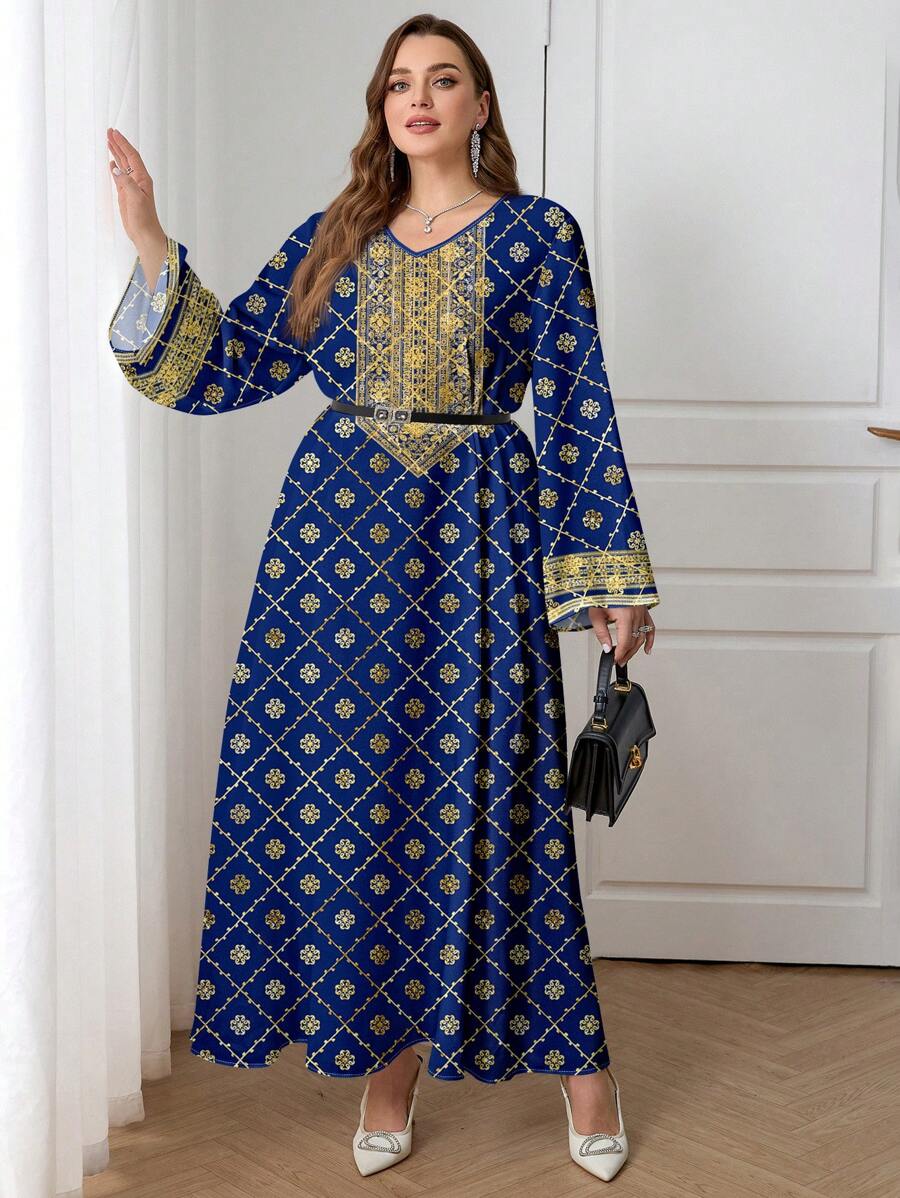 SHEIN Najma Robe imprimée intégrale style minimaliste casual grande ...