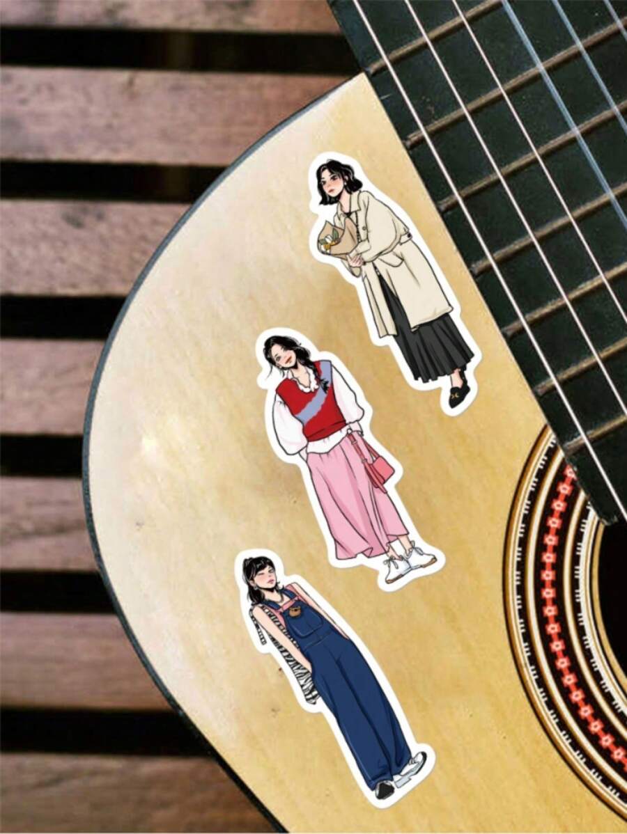 SHEIN 65pcs Anime Modern Girl Fashion Stickers For Decorating Guitar ...