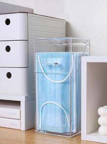 SHEIN 1pc Clear Face Cover Storage Box, Multifunction Desk Organization ...