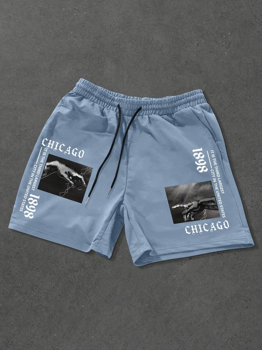 Manfinity EMRG Loose Fit Men's Hand & Slogan Graphic Drawstring Waist ...