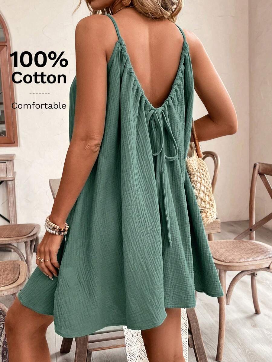 SHEIN Frenchy Summer Women's Cami Boho Sundress, Green Essential ...