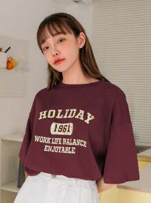 DAZY Letter Graphic Drop Shoulder Tee Summer Oversized T-Shirt | SHEIN USA