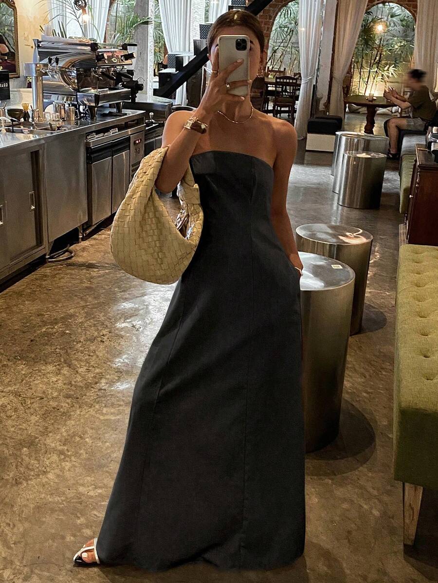 Livesso Solid Color Sleeveless Dress, Elegant Long Vacation Dress For ...