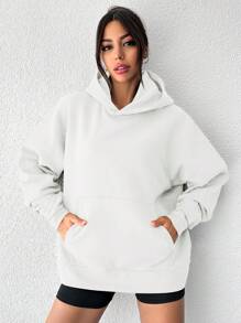 Women's Solid Color Drop Shoulder Hoodie | SHEIN USA