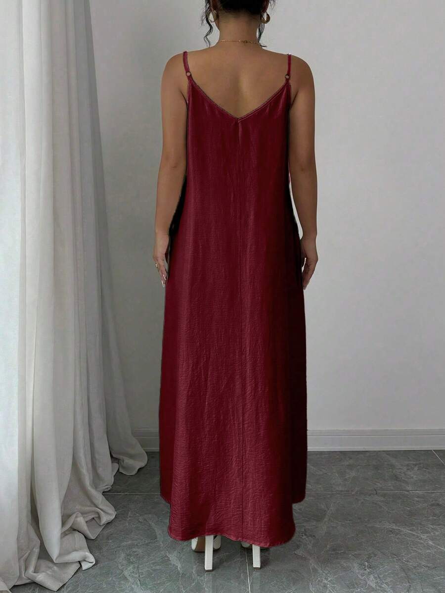 SHEIN Raffinéa Adjustable Strap Loose White Long Cami Dress For Women ...