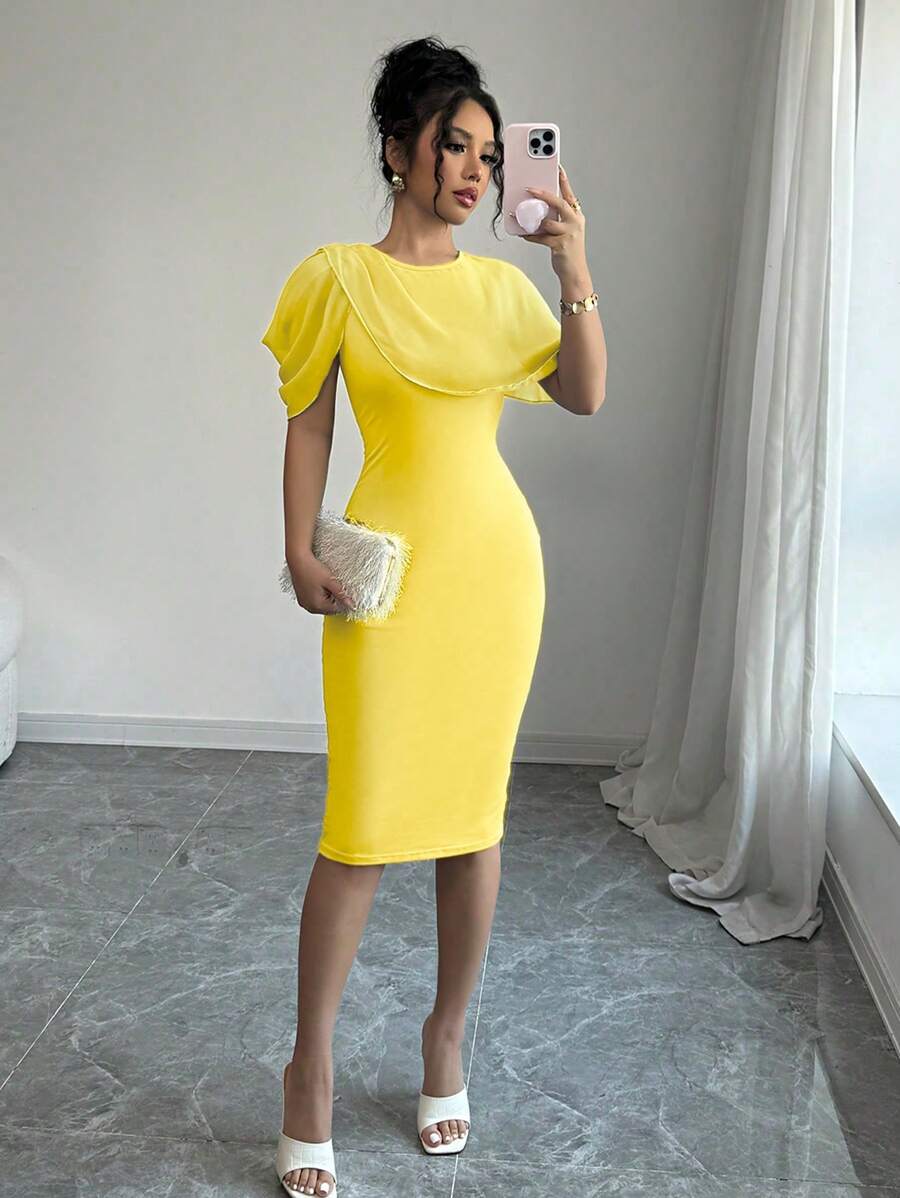 Elenzga Women's Elegant City/Party Midi Bodycon Dress With Detachable ...