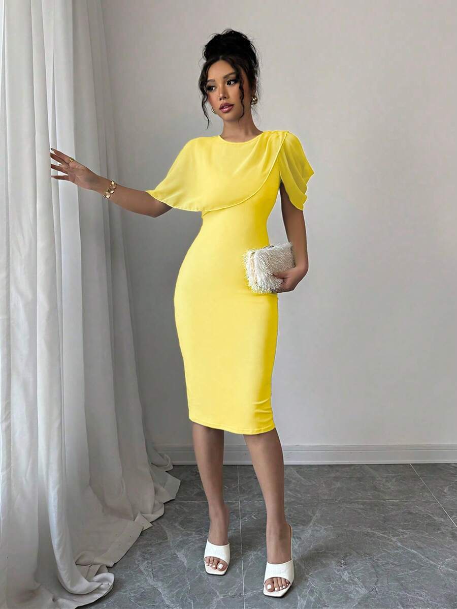 Elenzga Women's Elegant City/Party Midi Bodycon Dress With Detachable ...