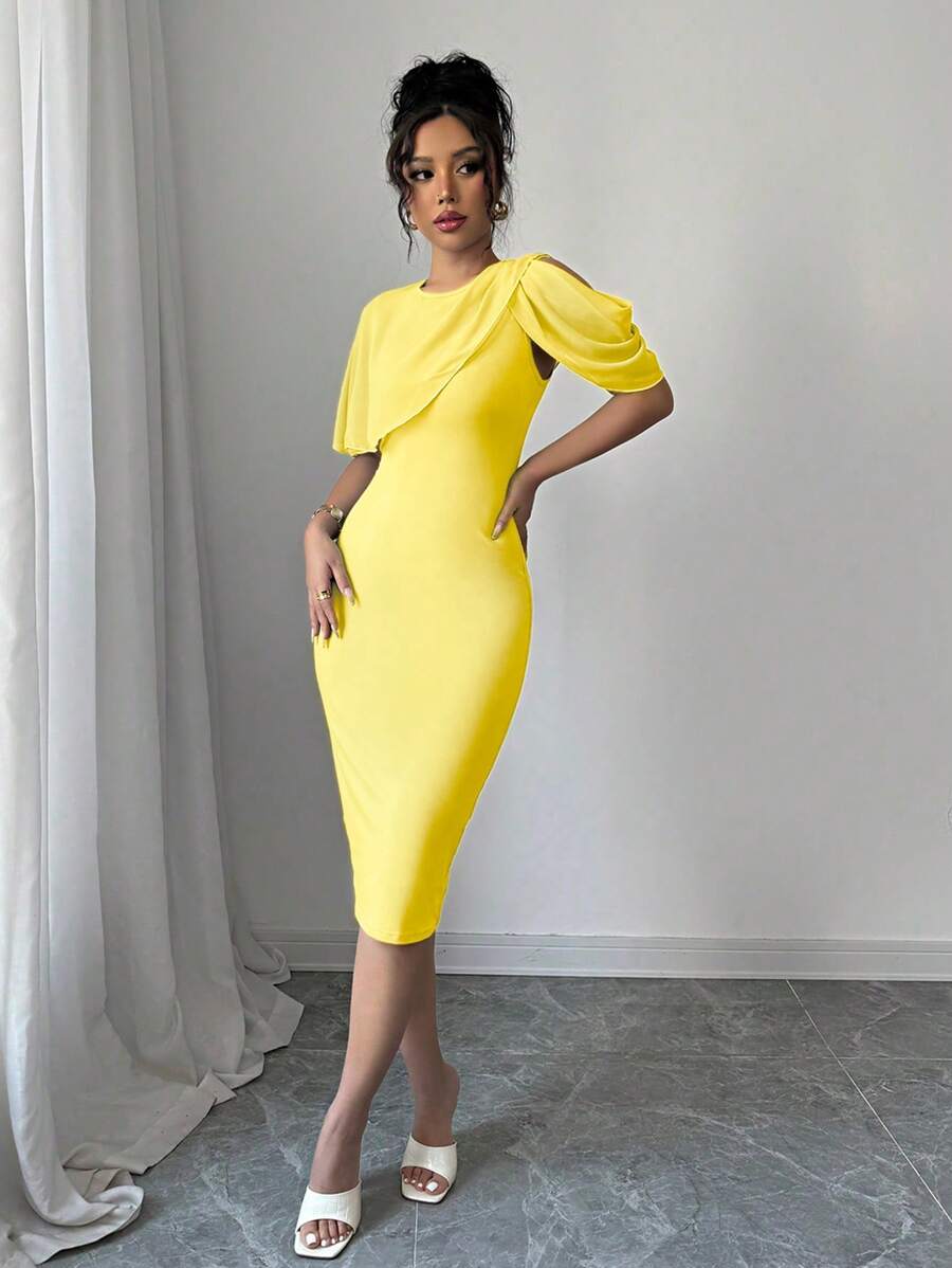 Elenzga Women's Elegant City/Party Midi Bodycon Dress With Detachable ...