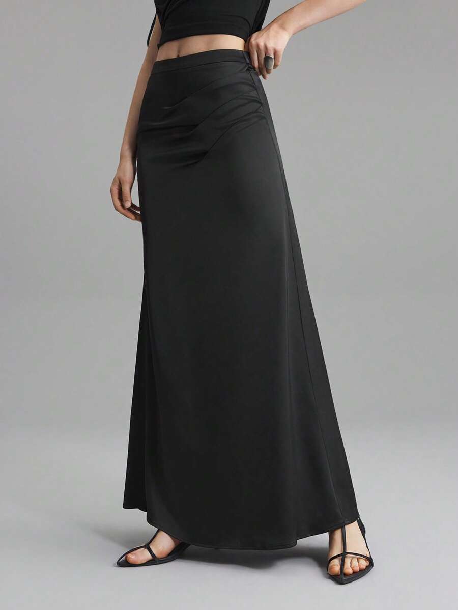 Ontre 2025 Effen A-lijn maxi-rok voor dames, elegant voor dagelijks ...