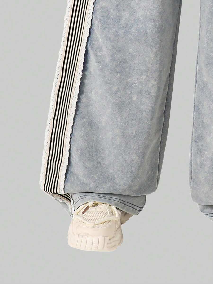 SUMWON Tween Girls Comfy Straight Fit Washed Pull On Denim Track Pant ...