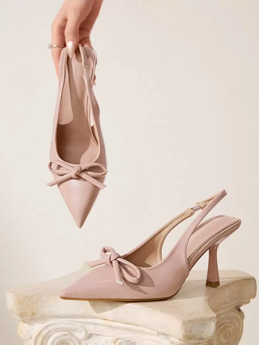 CUCCOO CHICEST Classic Elegant Pointed Toe Bowknot Pumps, Pink Glossy ...