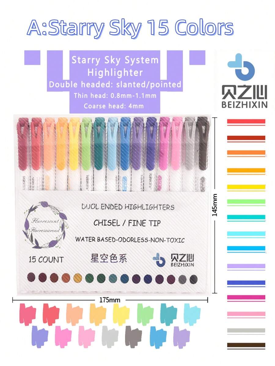 SHEIN Double Headed Fluorescent Pen Retro Marker Pen Macaron Color ...