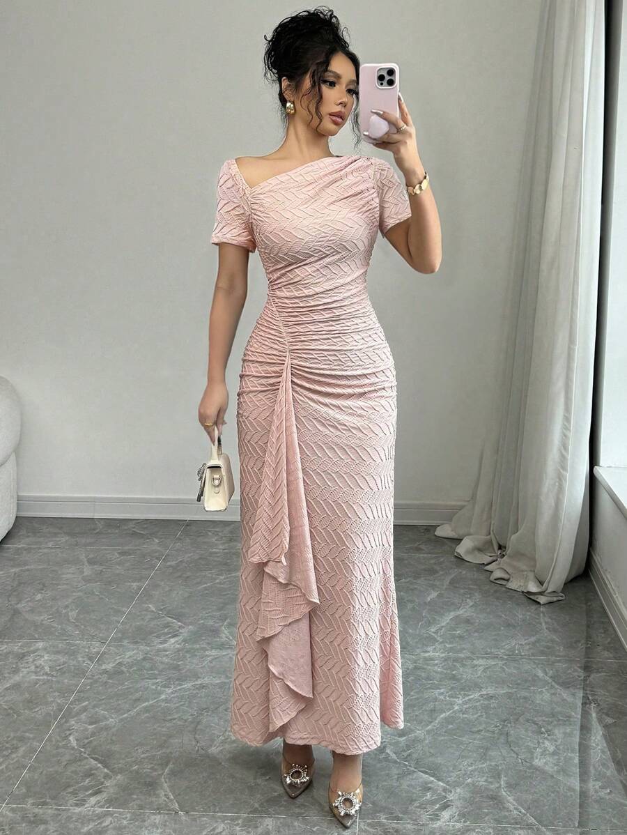 Elenzga Women's Elegant,Dusty Pink Summer Bodycon Maxi Dress For ...