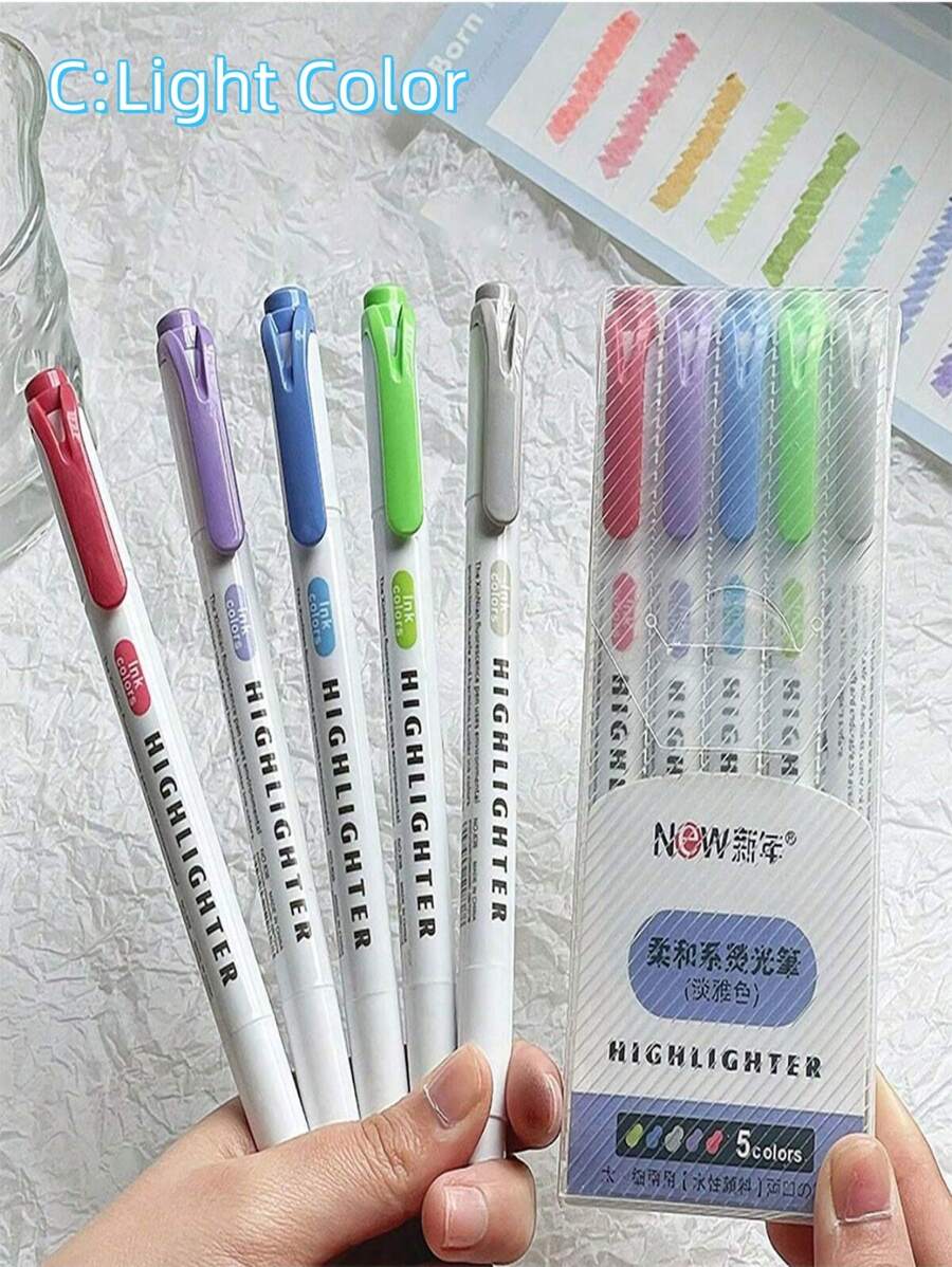 SHEIN Double Headed Fluorescent Pen Retro Marker Pen Macaron Color ...