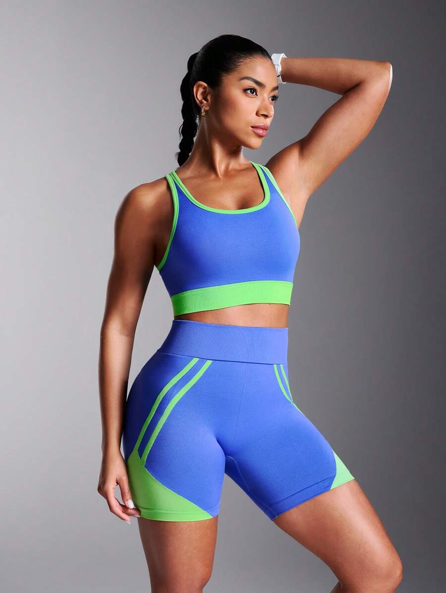 POWERISTA Powerista Seamless Two-Tone Hollow Back Sports Set Athletic ...