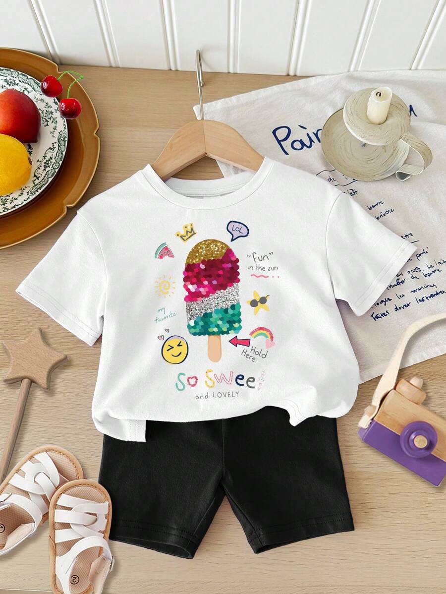 SHEIN Baby Girl Casual Minimalist Short Sleeve Outfit, Suitable For ...