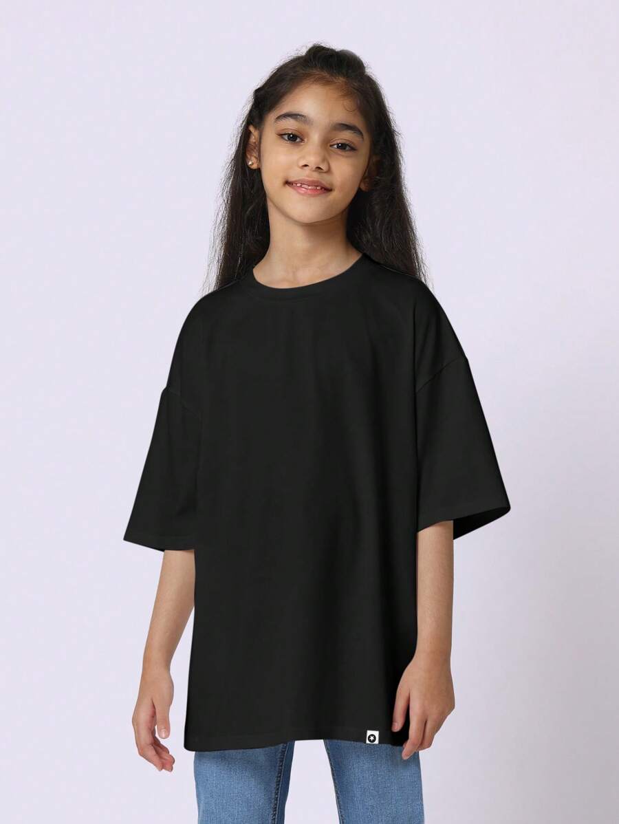 SUMWON חולצת טי אוברסייז בסיסי קז'ואל צווארון עגול סגנון נוח חיוני ...