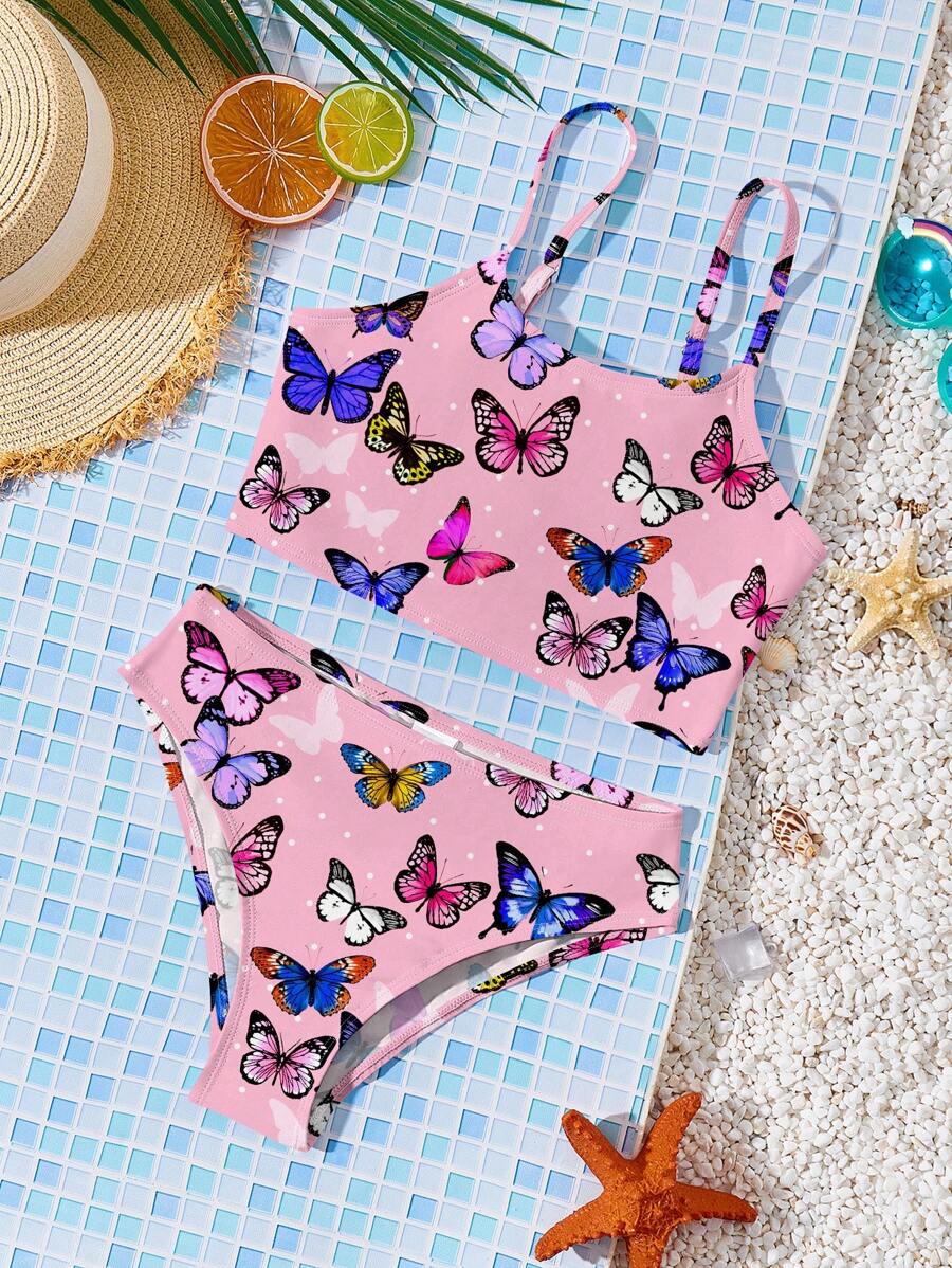 Tween Girls Casual Minimalist Camisole & Triangle Bikini Swimwear Set ...
