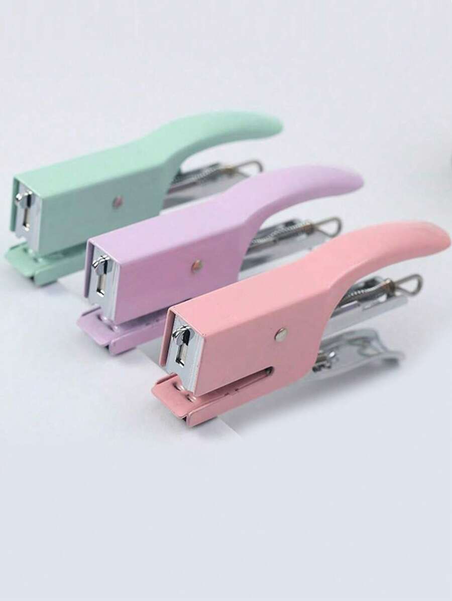 SHEIN 1set Macaron Colored Metal Hand-Held No.10 Stapler, Powerful ...