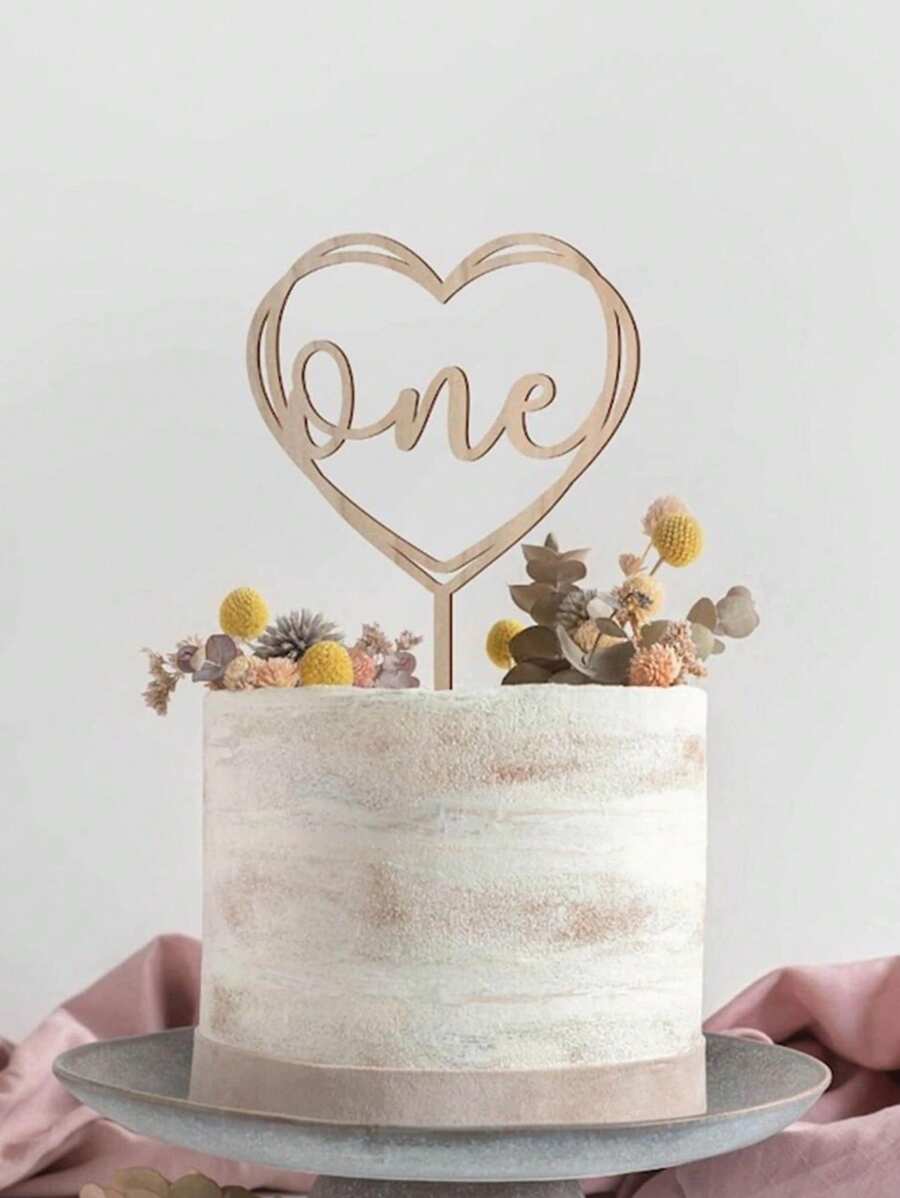 SHEIN Wooden Cake Topper For 1st Birthday, First Birthday Cake Topper ...