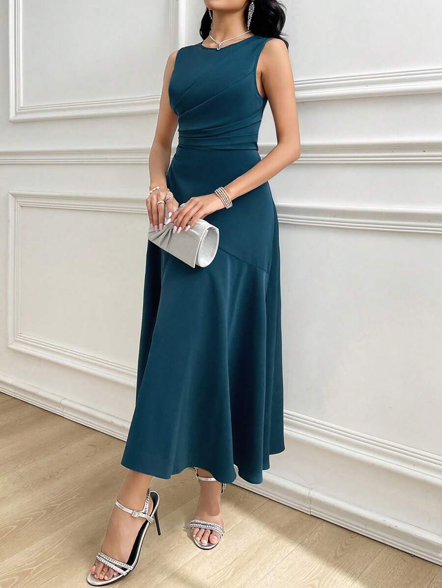 Modelyn Women Elegant Solid Color Sleeveless Dress For Commute | SHEIN USA