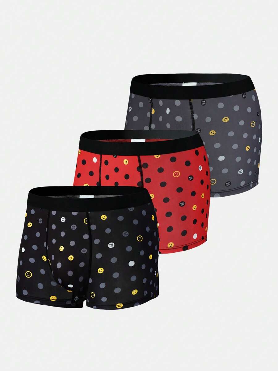 NotGurli 3pcs Men's Polka Dot Printed Boxer Briefs | SHEIN USA