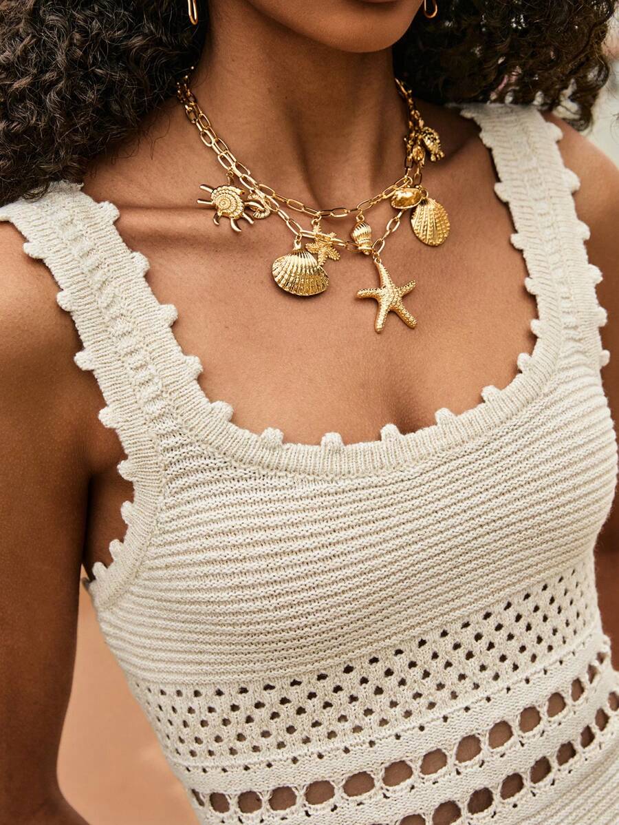 Poéselle Crochet,Beach Women Outfits,Women's Hollow Out Knitted Dress ...