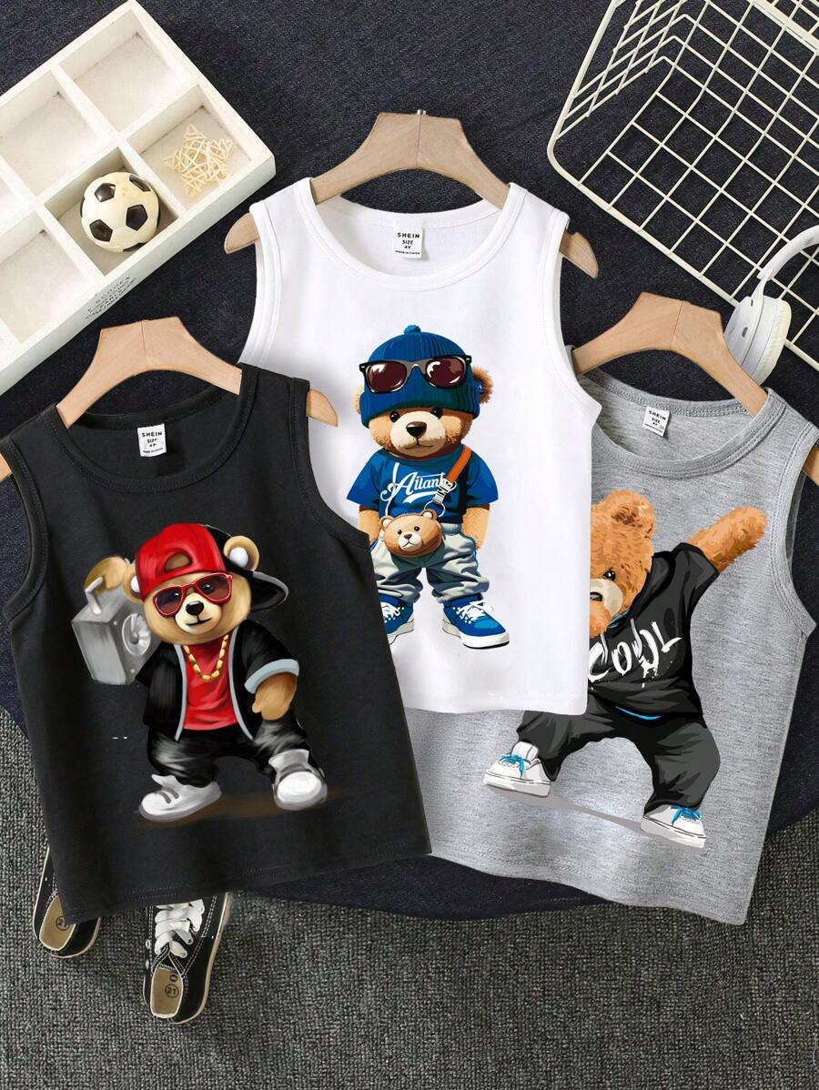 SHEIN Leap Crew 3pcs Tween Boys Casual Minimalist Crew Neck Regular ...
