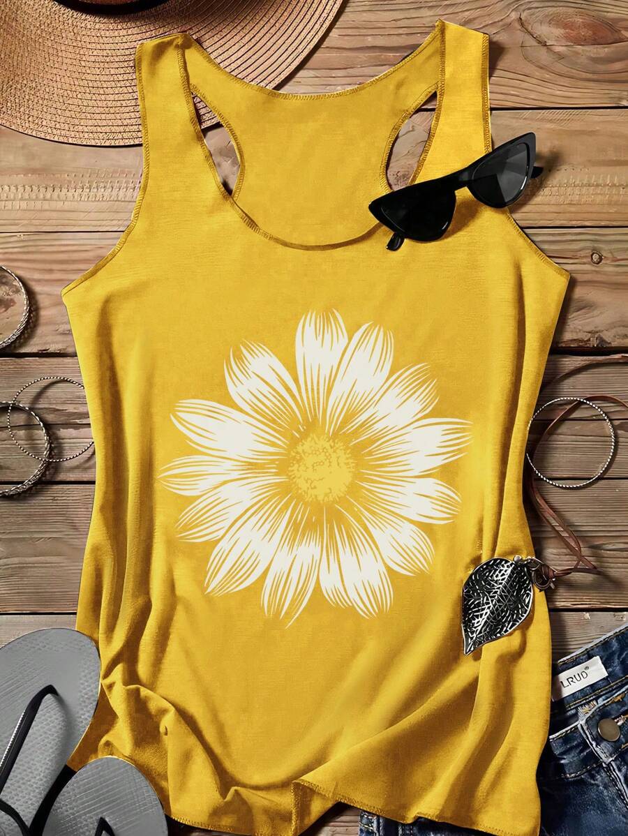 EMERY ROSE Women's Casual Minimalist Daisy Print Camisole Top For ...