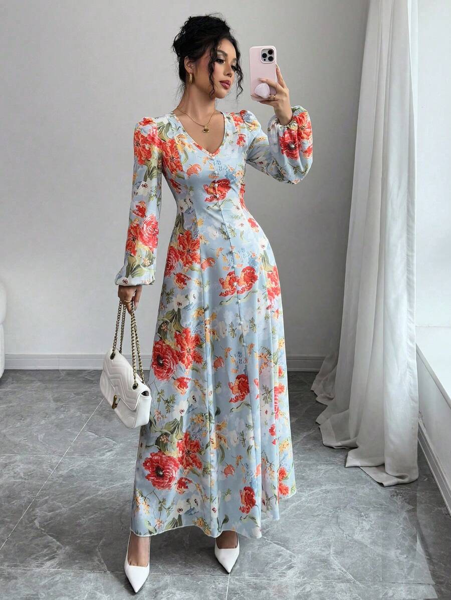 Modelyn Vestido elegante de mujer con la cintura ajustada y estampado tejido | Mode de Mujer ...