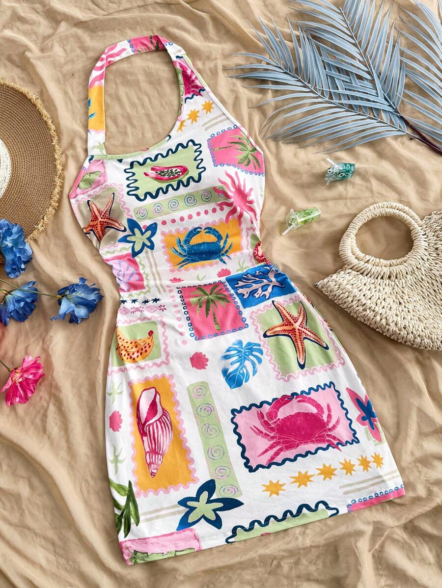 Soleia Women's Holiday Ocean Element Shell Starfish Conch Print ...