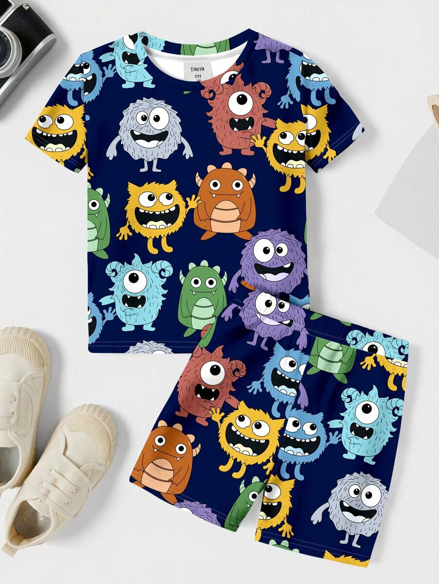 SHEIN Cartoon Monster Muster lässige minimalistische eng anliegende ...