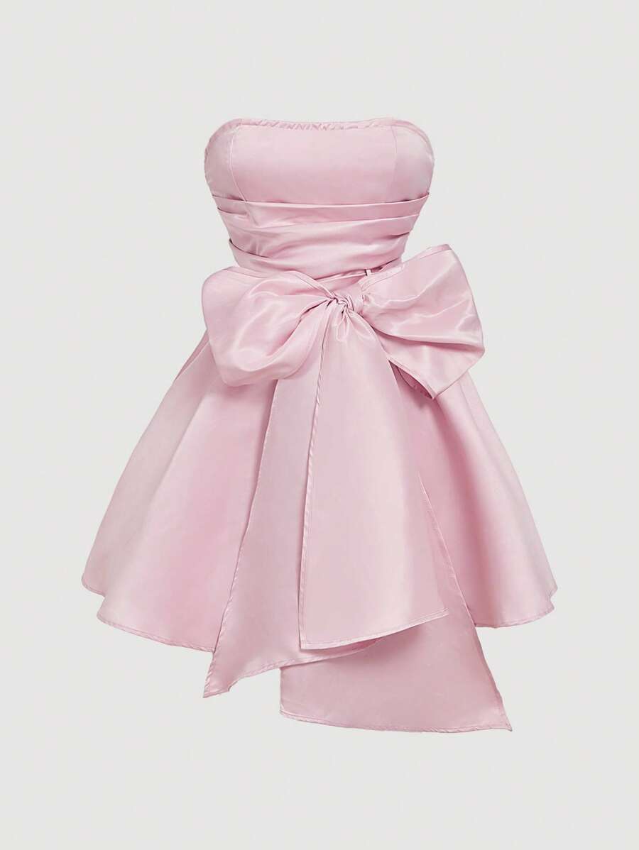 SHEIN MOD Pink Side Bowknot Strap Cropped Camisole Dress For Women for ...