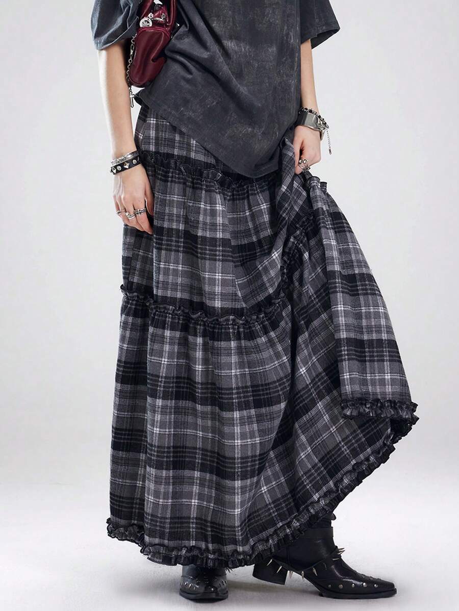 Coolane Women's Spring/Summer Date Night Vintage Preppy Ruffle Plaid ...