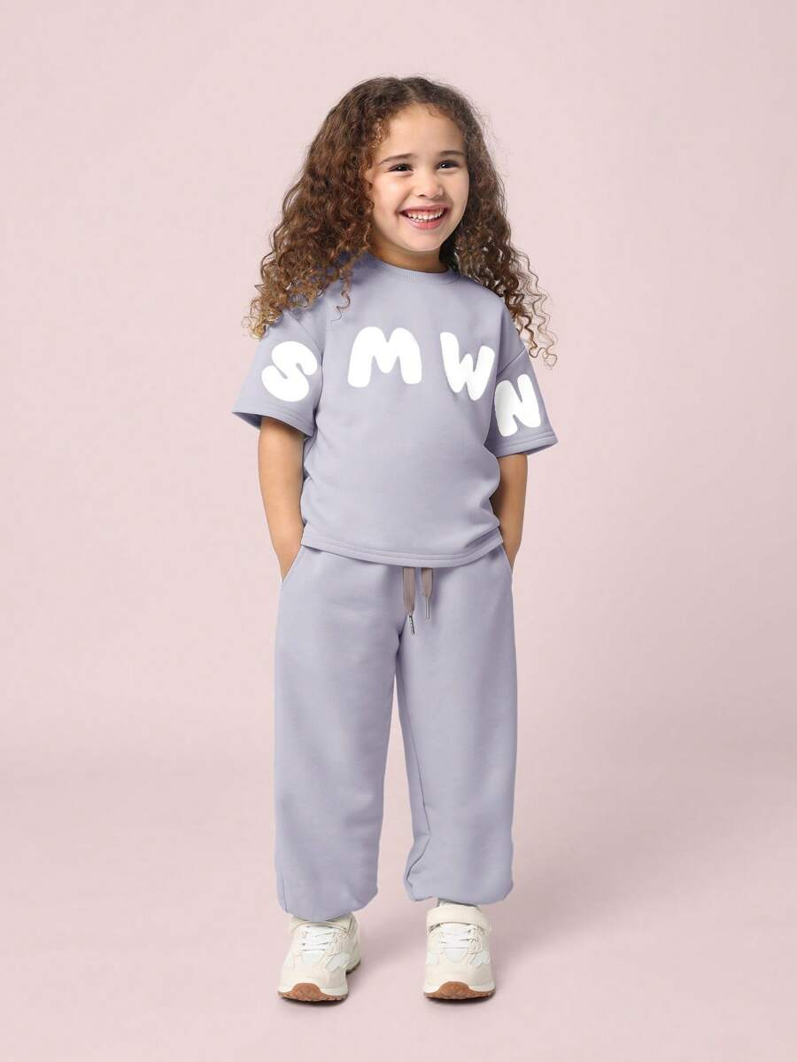 SUMWON Children'S Smwn Logo Set Two-Piece Sweatshirt Joggers Outfit ...