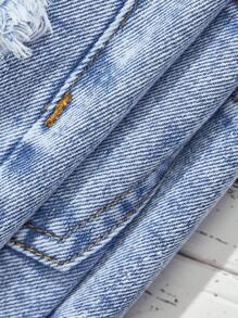 SHEIN Tween Girls Spring Summer Y2k Blue Boho Ripped Raw Hem Denim ...