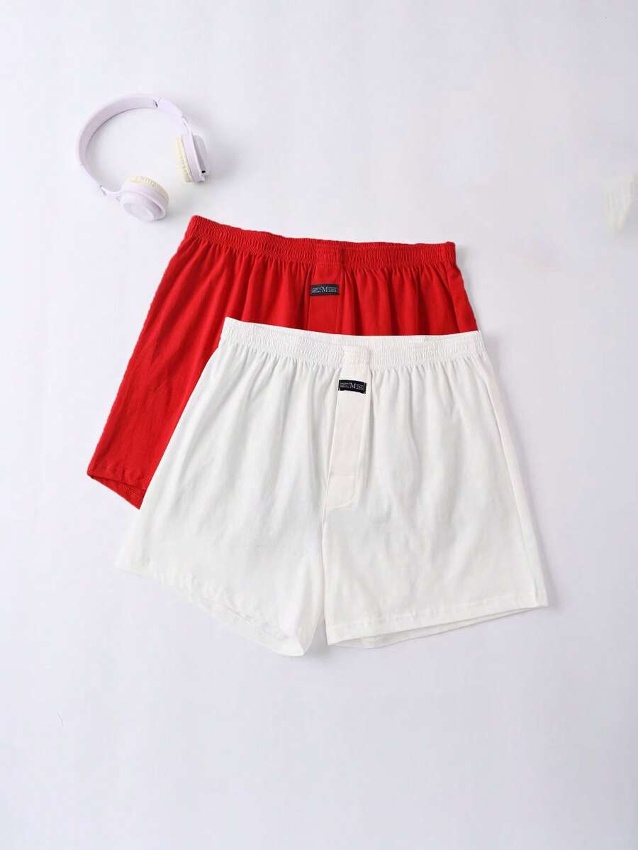 2pcs/Set Men's Letter Graphic Loose Fit High-Rise Briefs Shorts Boxers ...