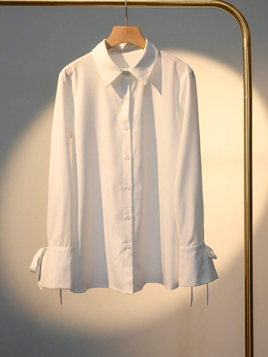 Franclia Camicia bianca casual da donna con maniche lunghe, bottoni e ...