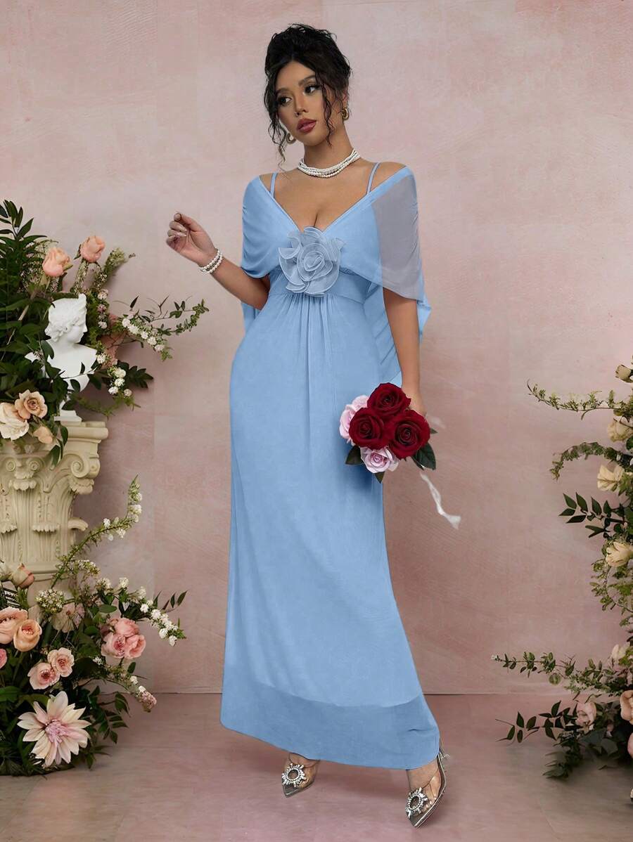 Calvaya Custom Made 3D Floral Sheer Mesh Robe Style Long Dress For ...