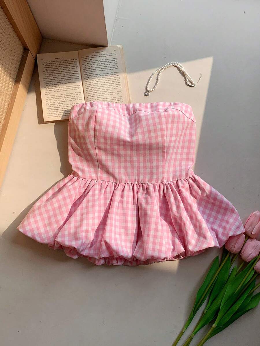 Tween Girl Vacation Outfits Pastel Summer Top Pink Plaid Cinched Waist ...