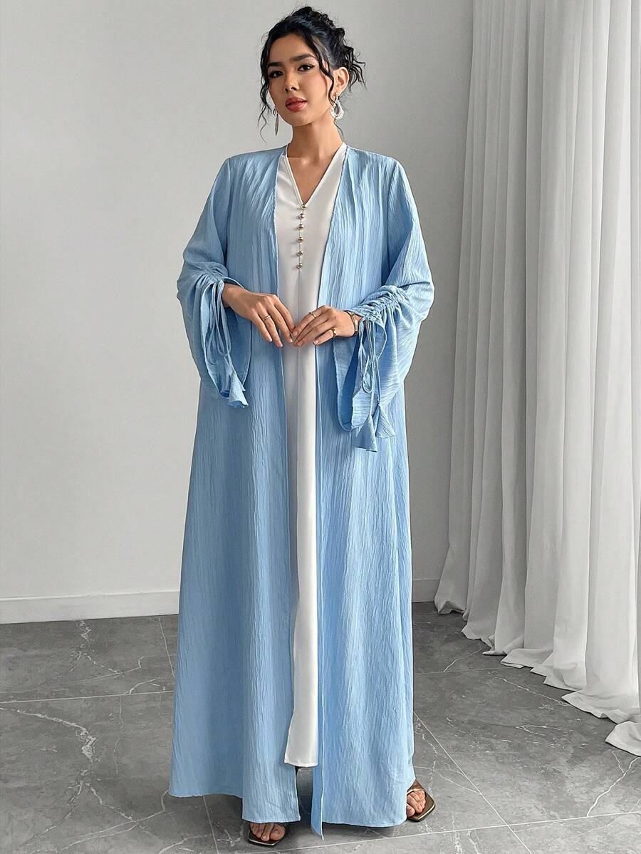 Yasmyna Women's Solid Color Drawstring Long Sleeve Loose Arabic Style ...