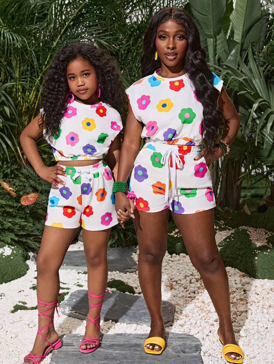 Tween Girl Summer Vacation Floral Print Loose Crew Neck Sleeveless Top ...