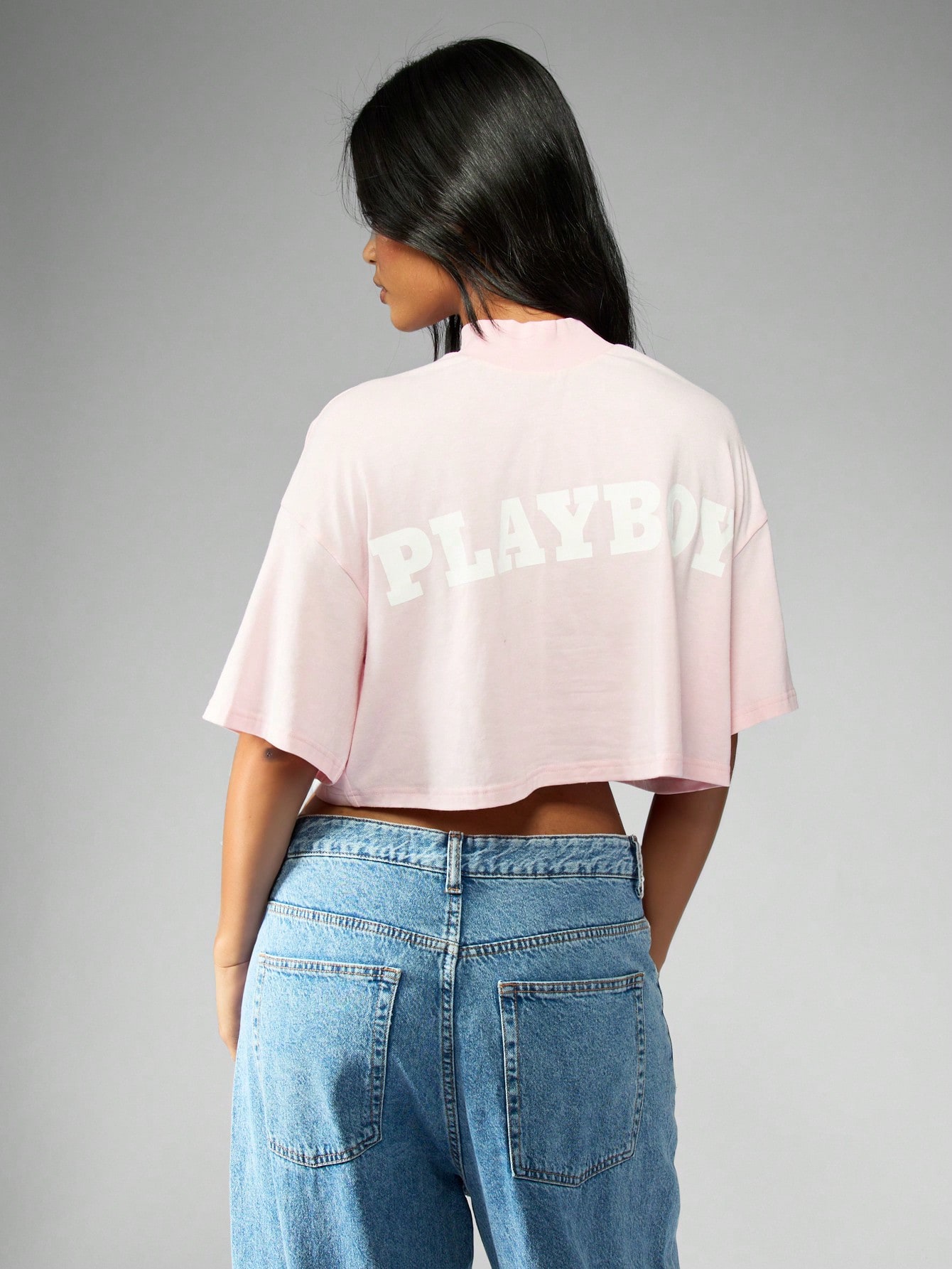 Missguided x Playboy Oversized Crop Cotton Casual T-Shirt Fashion ...