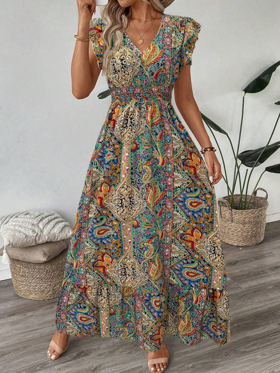 SHEIN LUNE Women's Casual Abstract Pattern Long Sleeve Dress, Versatile ...