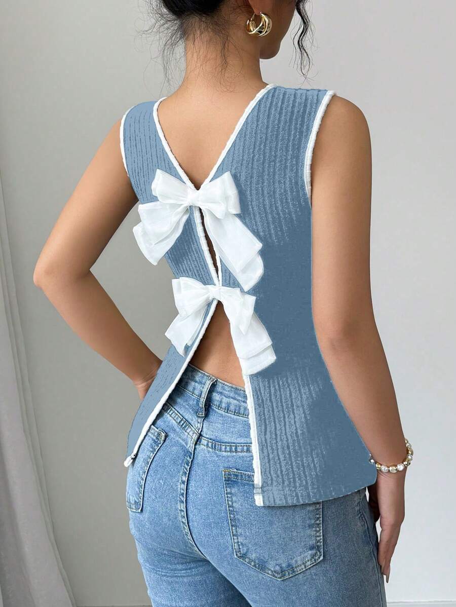 Gloray Elegant Sexy Open Back Bowknot Design Tank Top | SHEIN USA