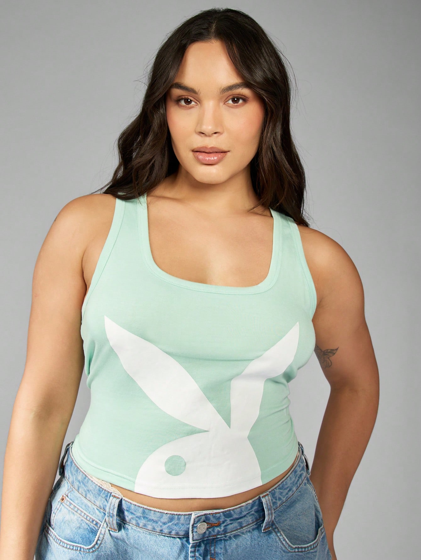 MISSGUIDED PLUS x Playboy Bunny Graphic Print Tank Top｜MISSGUIDED